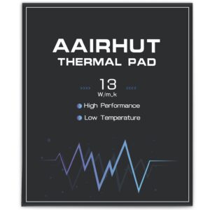 aairhut thermal pad 13w/mk [0.5~3mm], 120x120x2mm silicone cooling pad gpu non conductive heat resistance extreme odyssey cover with dual self-adhesive films for pc laptop heatsink/ram/ps4/led