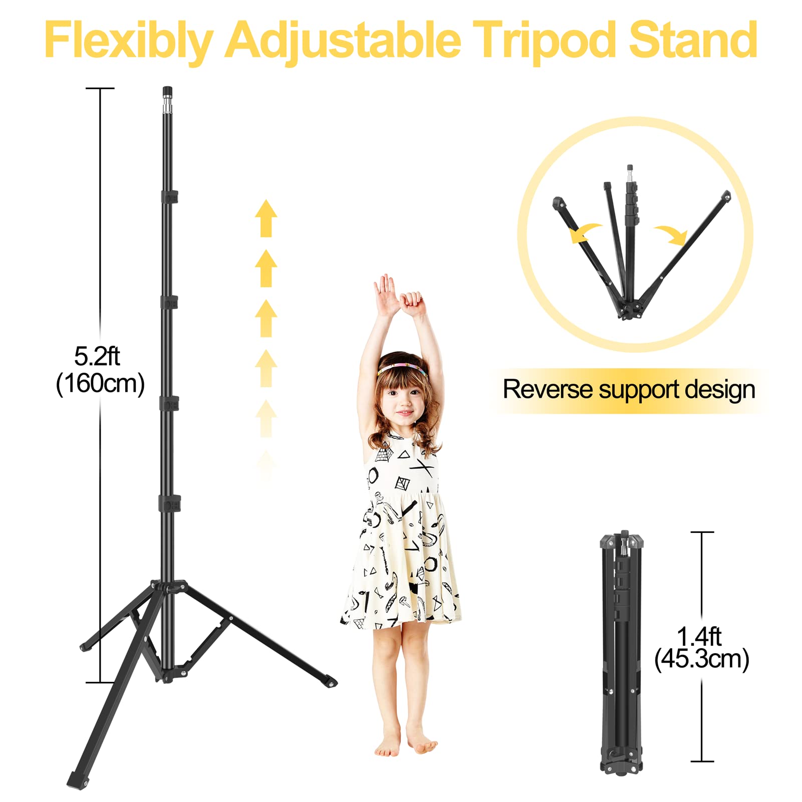 Emart 5.2 x 6.2ft（H x W） Backdrop Stand, Adjustable Knob Crossbar Design, Small Photo Background Support System Kit with Carrying Bag for Baby Shower Back Drop Photography, Birthday, Parties, Wedding