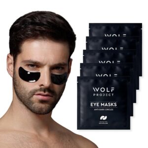 wolf project under eye patches (5 pairs) for dark circles, puffy eyes, and wrinkles - with caffeine, vitamin c and peptides. under eye masks reduce tired eyes and under eye bags