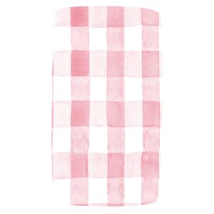 dear baby gear deluxe crib sheet cotton polyester baby crib sheets, soft machine-washable crib mattress sheet, baby bed sheets - watercolor white pink plaid - 52"x28"x10"