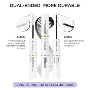 BEYELIAN At Home Eyelash Extension Kit, DIY Eyelash Extension Kit, Individual Eyelash Extensions, Lash Clusters 24 Superfine Band Eyelashes with Bond & Lock, Super Gentle Remover(802, 10 mm)