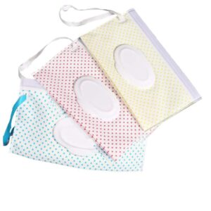 3 Pcs Wet Wipes Dispensers Polka Dot Design Portable Refillable Wet Wipes Bags, Yellow+red+blue, Medium