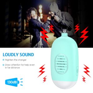 (Upgraded New Version) Safe Sound Personal Alarm, 130dB Rechargeable Safesound Security Alarm Keychain, Emergency Self Defense Alarm with, for Kids, Women, Elderly (2 Pack-White&Blue)