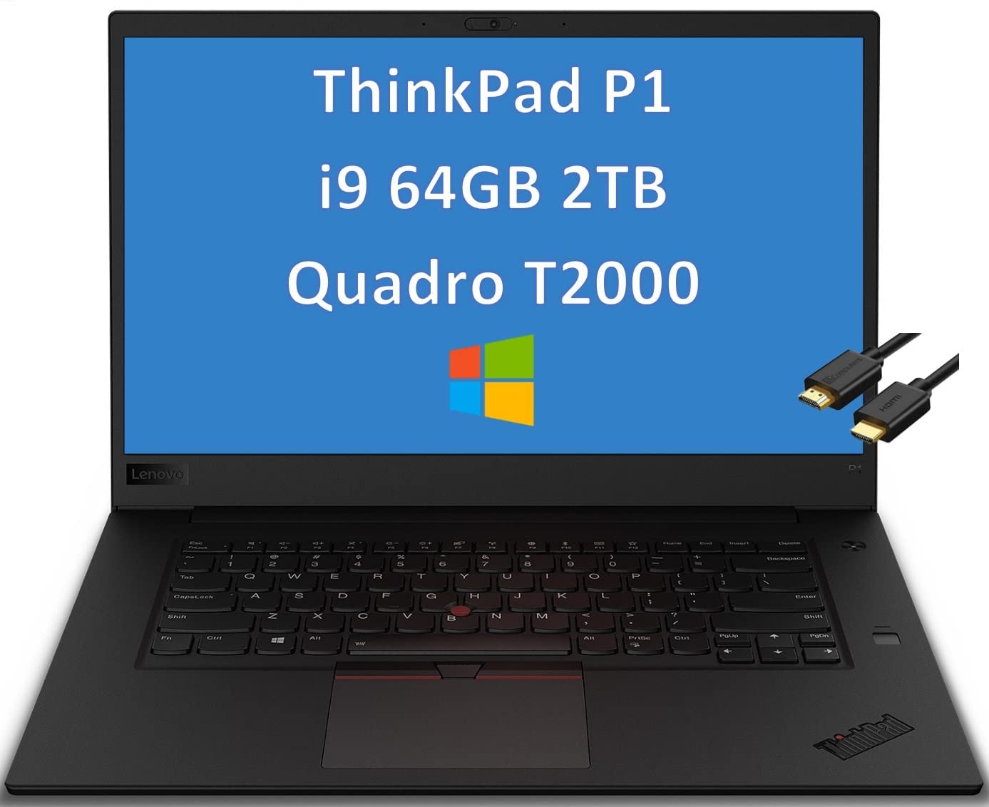 2021 Lenovo Thinkpad P1 Gen 3 15.6 FHD Mobile Workstation Laptop (Intel 8-Core i9-10885H, 64GB RAM, 2TB PCIe SSD, Quadro T2000 Graphics) Backlit , Thunderbolt, Fingerprint, Windows 10 Pro (Renewed)