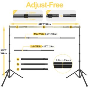 Emart 5.2 x 6.2ft（H x W） Backdrop Stand, Adjustable Knob Crossbar Design, Small Photo Background Support System Kit with Carrying Bag for Baby Shower Back Drop Photography, Birthday, Parties, Wedding