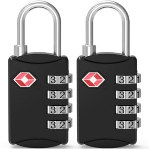 diyife tsa luggage locks, [new version] 2 pack 4 digit outdoor waterproof padlock, combination lock for backpack, locker, gate, toolbox, high-strength zinc alloy steel - black