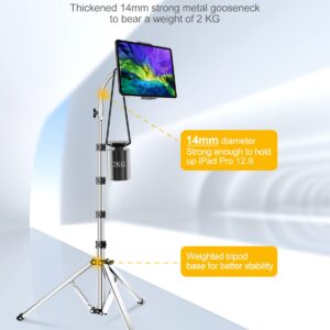 elitehood Aluminum iPad Tripod Stand, 72in Height Adjustable iPad Floor Stand, Heavy Duty Silver iPad Tripod Holder Mount, Compatible with iPad Pro 12.9, 11, iPad Air Mini 4.7-13in Tablets & Phones