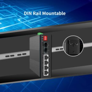 4-Port Hardened Industrial Gigabit 2+ Managed DIN-Rail Switch, 4x10/100/1000 Base-TX +2x1000Base-FX SFP 6X, Network Ethernet Gigabit Not with PoE+ Switch