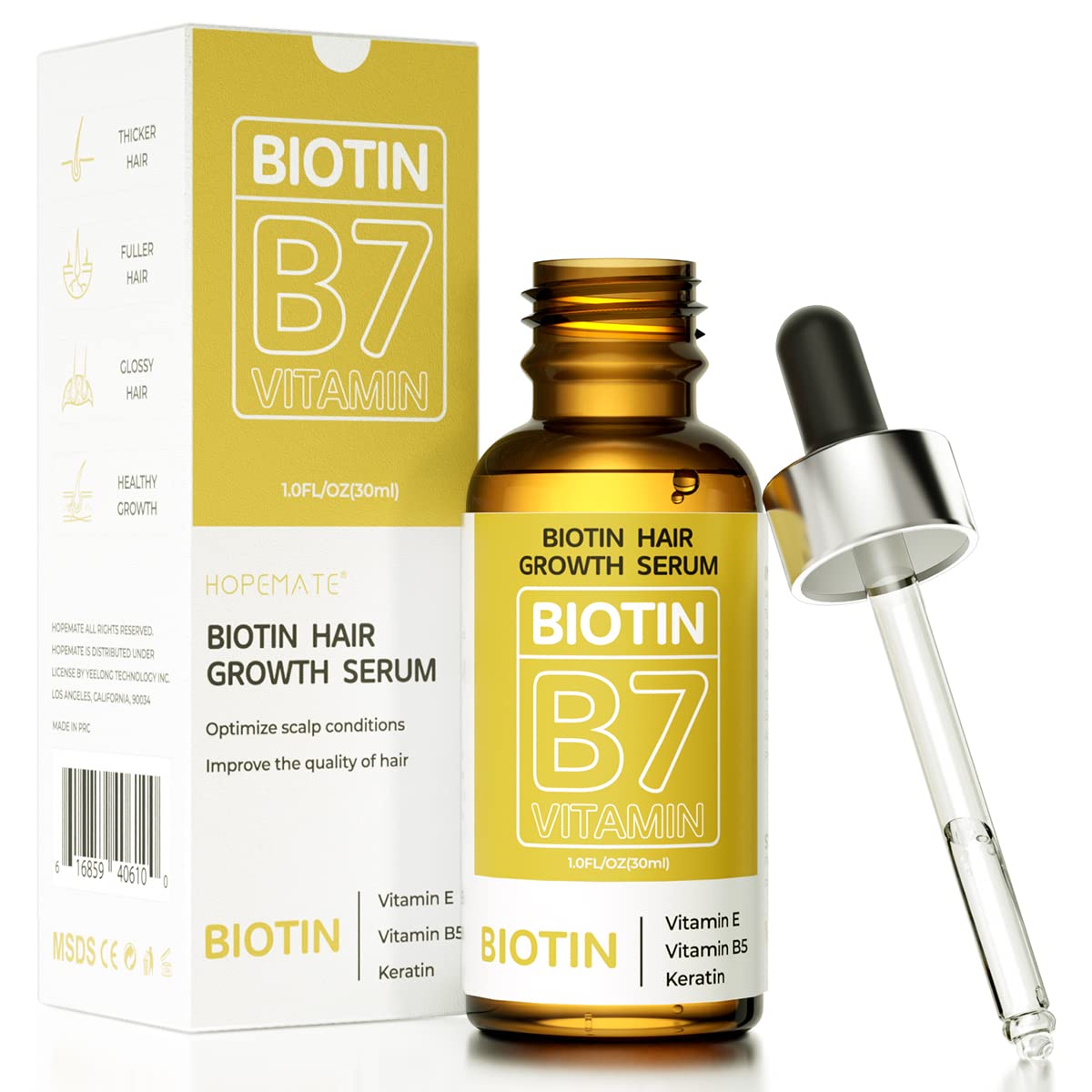 Biotin Hair Growth Serum for Stronger & Thicker Hair, Natural Ingredients for All Hair Types, Men and Women