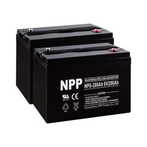 npp 6v 200ah (t16a, 2pcs) golf cart battery, sla agm battery, replace ub62000, pallet jack, ideal for solar setup, trolling motor, rv, marine, wheelchair, camping and sightseeing car