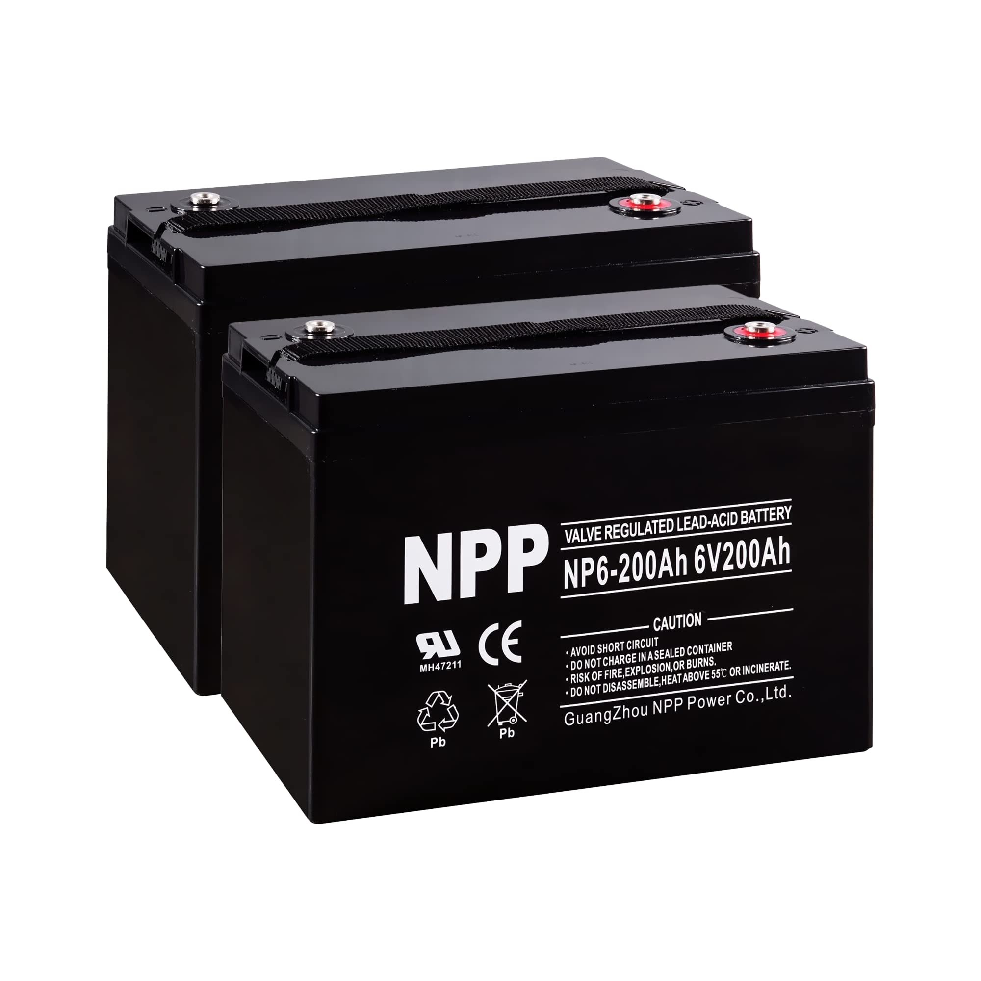 NPP 6V 200Ah (T16A, 2Pcs) Golf Cart Battery, SLA AGM Battery, Replace UB62000, Pallet Jack, Ideal for Solar Setup, Trolling Motor, RV, Marine, Wheelchair, Camping and Sightseeing Car