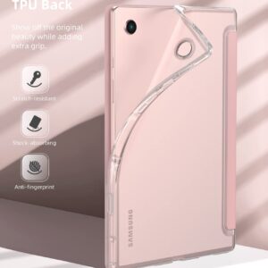 MoKo Case Fits Samsung Galaxy Tab A8 10.5 Inch 2022 (SM-X200/SM-X205/SM-X207), Slim Case Trifold Stand with Auto Sleep/Wake Function and Soft TPU Translucent Frosted Back Cover, Pink