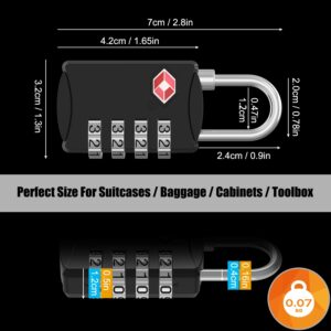 Diyife TSA Luggage Locks, [New Version] 2 Pack 4 Digit Outdoor Waterproof Padlock, Combination Lock for Backpack, Locker, Gate, Toolbox, High-Strength Zinc Alloy Steel - Black