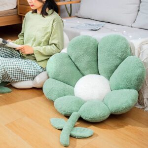 vctops Flower Shaped Seat Pads Fuzzy Fluffy Chair Pad Floral Seat Cushions Girls Chair Cushions for Kids Room Bedroom Living Room Office Car (Green A, 24" Hx26 W)