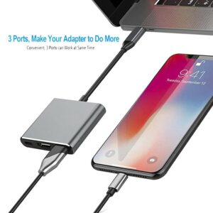 Type C USB 3.1 to USB-C 4K HDMI-Compatible USB 3.0 Adapter 3 in 1 Hub, Gray