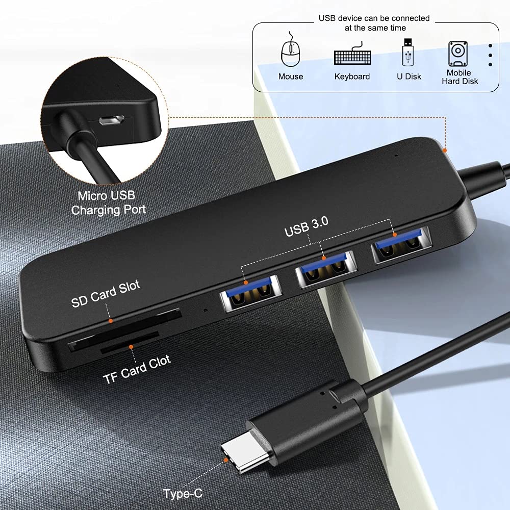 WPYYI USB C Hub USB Hub 3.0 Multi USB Splitter Adapter 3 Port Card Reader High Speed Type C Mini USB-Hub Extension Cable