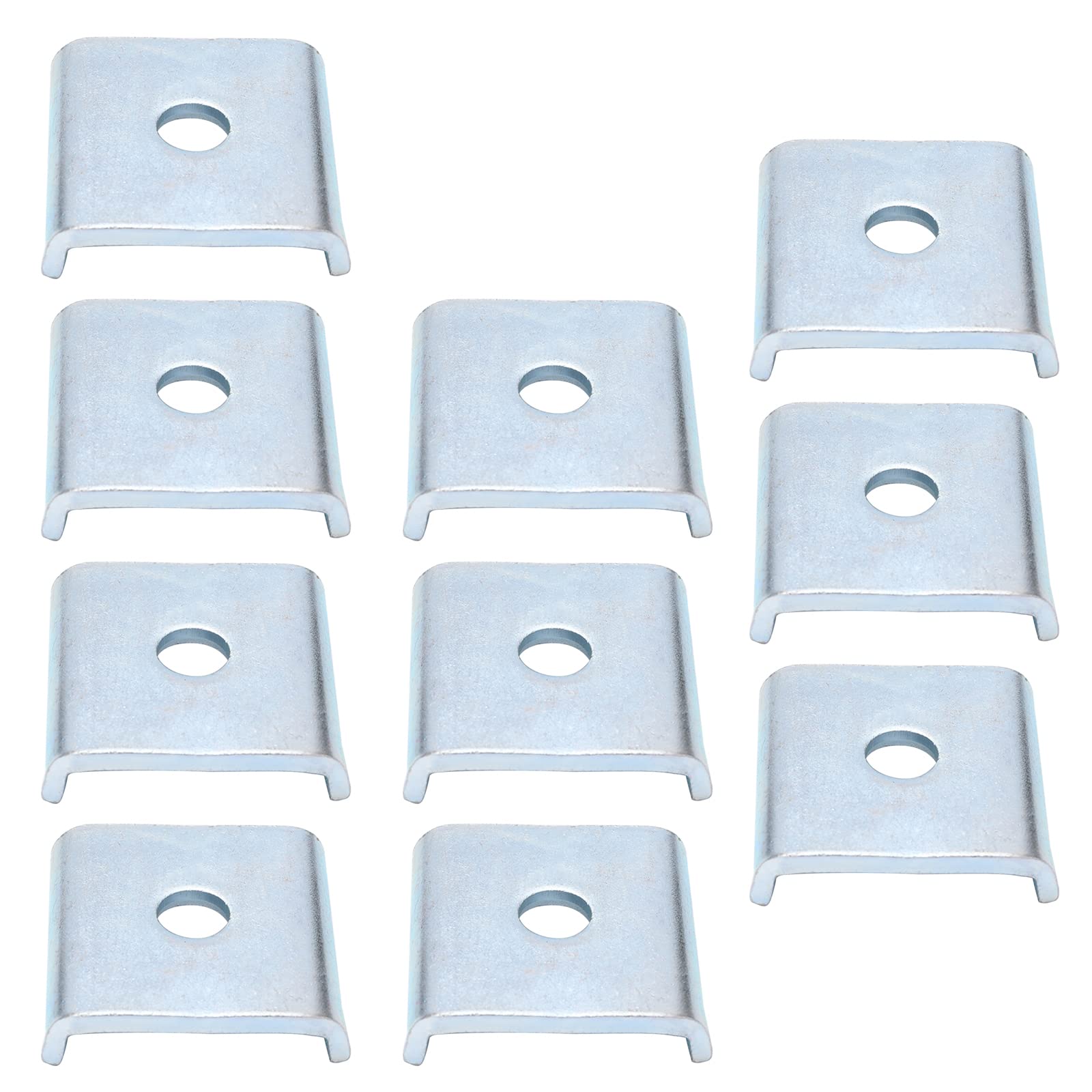 10 Pcs U-Shape Strut Saddle Washer, Flat Square Plate Washer for 1-5/8" Strut Channel, Accept 1/2" Bolt, 4.4mm Thickness (Bolt not Included)