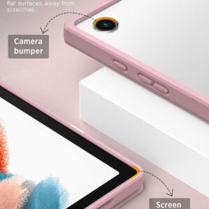 MoKo Case Fits Samsung Galaxy Tab A8 10.5 Inch 2022 (SM-X200/SM-X205/SM-X207), Tablet Case Transparent Back Cover with Auto-Wake Fit Samsung Galaxy Tab A8 2022, Pink