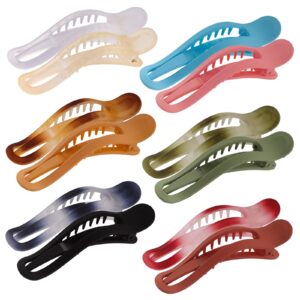 Magicsky 12 PCS Alligator Hair Claw Clips, French Matte Barrette Non-Slip Large Duckbill, Functional Raised & Wide Teeth Hair Decor Grip, Styling Beauty Accessory for Women and Girls Thick Thin Hair