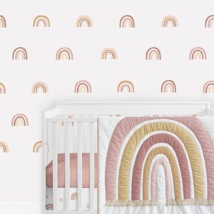 sweet jojo designs boho rainbow large peel and stick wall decal stickers art nursery decor - set of 4 sheets - blush pink dusty rose gold yellow mauve taupe beige tan bohemian celestial vintage sky