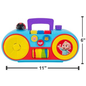 CoComelon Dance and Play Boombox, 8 Full Songs, Colors, Animal Sounds, Numbers- Educational Music Toys, Carry N’ Go Handle, Toys for Kids and Preschoolers