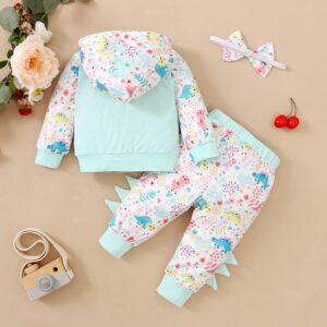 FANTANGPAI Newborn Baby Girl Clothes Infant Girl Outfits Baby Girl Clothing Sets 3Pc (12-18 months,green dino)