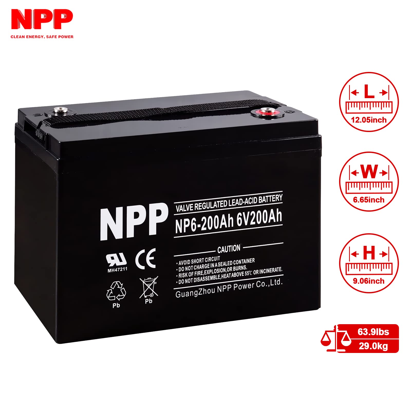 NPP 6V 200Ah (T16A, 2Pcs) Golf Cart Battery, SLA AGM Battery, Replace UB62000, Pallet Jack, Ideal for Solar Setup, Trolling Motor, RV, Marine, Wheelchair, Camping and Sightseeing Car