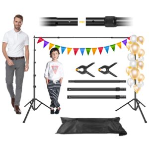 emart 5.2 x 6.2ft（h x w） backdrop stand, adjustable knob crossbar design, small photo background support system kit with carrying bag for baby shower back drop photography, birthday, parties, wedding