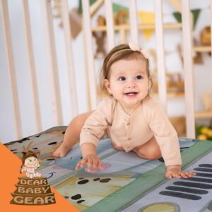 Dear Baby Gear Deluxe Crib Sheet Cotton Polyester Crib Sheets, Soft Machine-Washable Crib Mattress Sheet, Baby Bed Sheets - Safari Animals with Palm Leaves Print, 52"x28"x10"