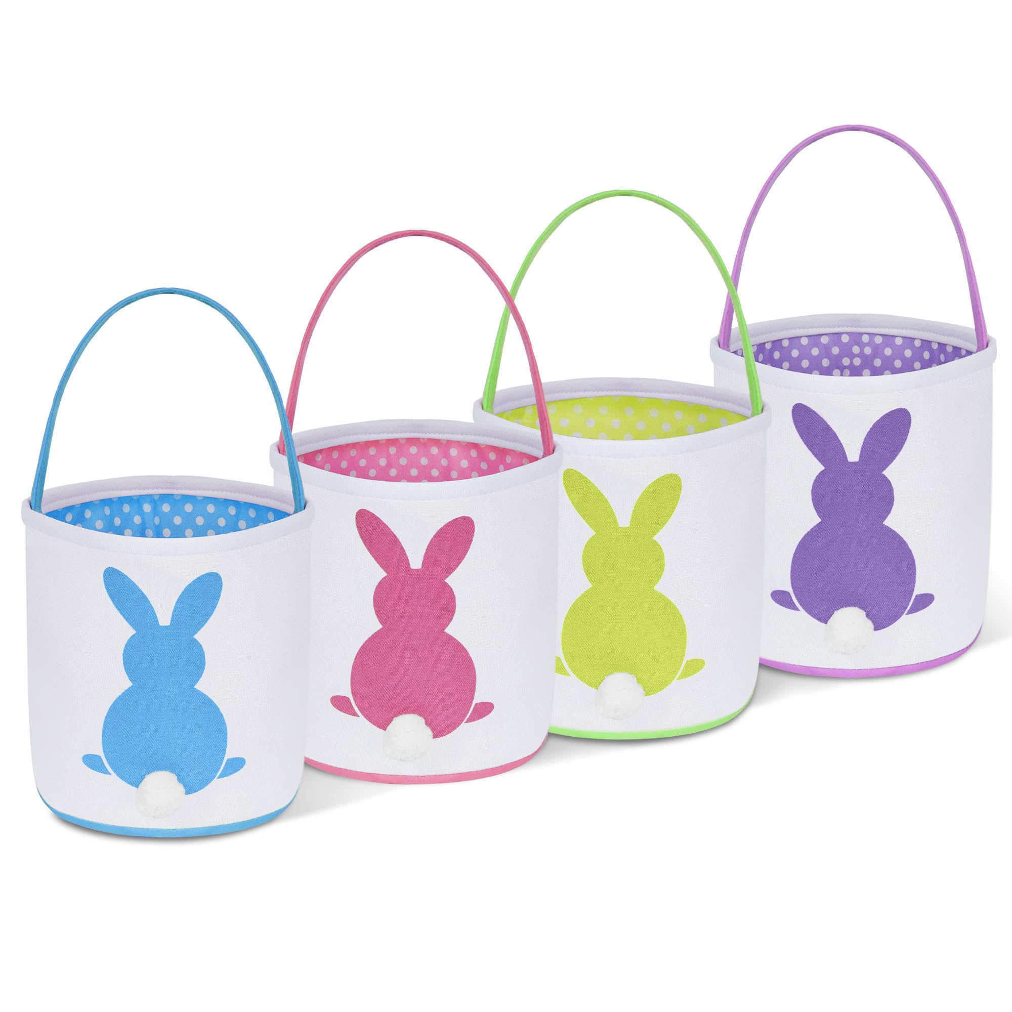 Easter Basket Plain Soft Cloth Bucket Bunny Egg Hunt Canvas Small Collapsible Cheap Bag Gift Bulk Empty