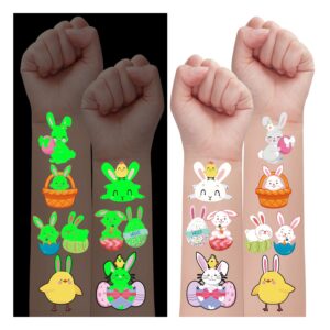 partywind luminous easter party decorations, 24 individually wrapped sheets temporary tattoos for kids easter basket stuffers, easter tattoo stickers for party supplies