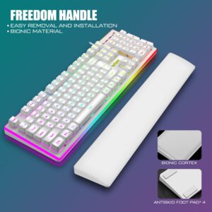 RedThunder K10 Wired Gaming Keyboard and Mouse and Wrist Rest Combo, RGB Backlit, Mechanical Feel Anti-ghosting Keyboard + 7D 7200 DPI Mice+Soft Leather Wrist Rest 3 in 1 PC Gamer Accessories(White)