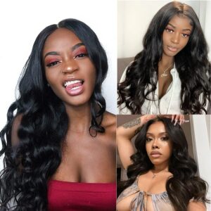 12A Brazilian Body Wave 3 Bundles with Closure (14 16 18 +12 Closure)100% Unprocessed Body Wave Human Hair Weave with 4x4 Free Part Lace Closure Natural Color (Bundles with Closure)