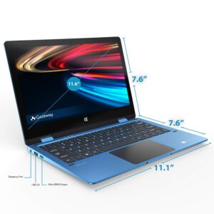 Gateway 11.6" 2-in-1 Touchscreen Laptop Computer, Blue, Intel Celeron N4020 Up to 2.8GHz, 4GB DDR4 RAM, 64GB eMMC, Windows 10 S, Office 365 Personal 1-Year, BROAGE 64GB Flash Stylus,GWTC116