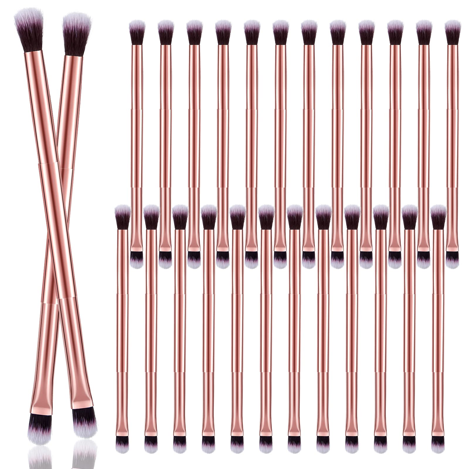 24 Pcs Eyeshadow Smudge Brush 2 in 1 Eyeshadow Brush 2 Double Ended Concealer Brush Under Eye Small Soft Firm Pointed Foundation Makeup Applicator for Blending Eye Shadow Liner (Rose Gold)