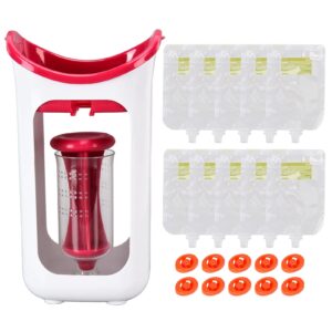 bordstract reusable baby food pouches, bpa free semi solid food pouch filling station for homemade organic baby toddlers kids food (red)