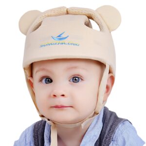 ocanoiy baby infant toddler helmet safety headguard head protective cushion cute children adjustable safety helmet hat harnesses cap kid child crawl walk playing (beige)