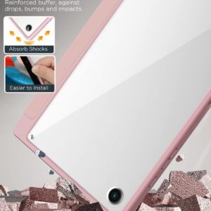 MoKo Case Fits Samsung Galaxy Tab A8 10.5 Inch 2022 (SM-X200/SM-X205/SM-X207), Tablet Case Transparent Back Cover with Auto-Wake Fit Samsung Galaxy Tab A8 2022, Pink