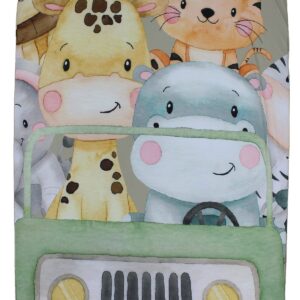 Dear Baby Gear Deluxe Crib Sheet Cotton Polyester Crib Sheets, Soft Machine-Washable Crib Mattress Sheet, Baby Bed Sheets - Safari Animals with Palm Leaves Print, 52"x28"x10"