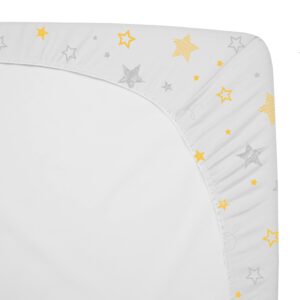 American Baby Company Printed 100% Cotton Knit Fitted Contoured Changing Table Pad Cover - Compatible with Mika Micky Bassinet, Golden Yellow Stars, for Boys and Girls