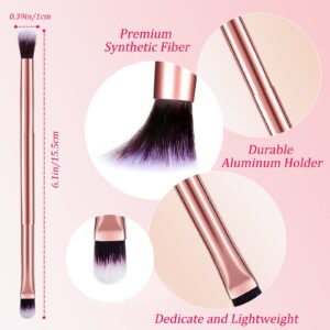 24 Pcs Eyeshadow Smudge Brush 2 in 1 Eyeshadow Brush 2 Double Ended Concealer Brush Under Eye Small Soft Firm Pointed Foundation Makeup Applicator for Blending Eye Shadow Liner (Rose Gold)