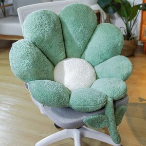 vctops flower shaped seat pads fuzzy fluffy chair pad floral seat cushions girls chair cushions for kids room bedroom living room office car (green a, 24" hx26 w)