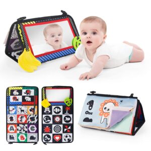 coolplay baby mirror toys with soft cloth book infant toys high contrast book newborn babies gifts baby book