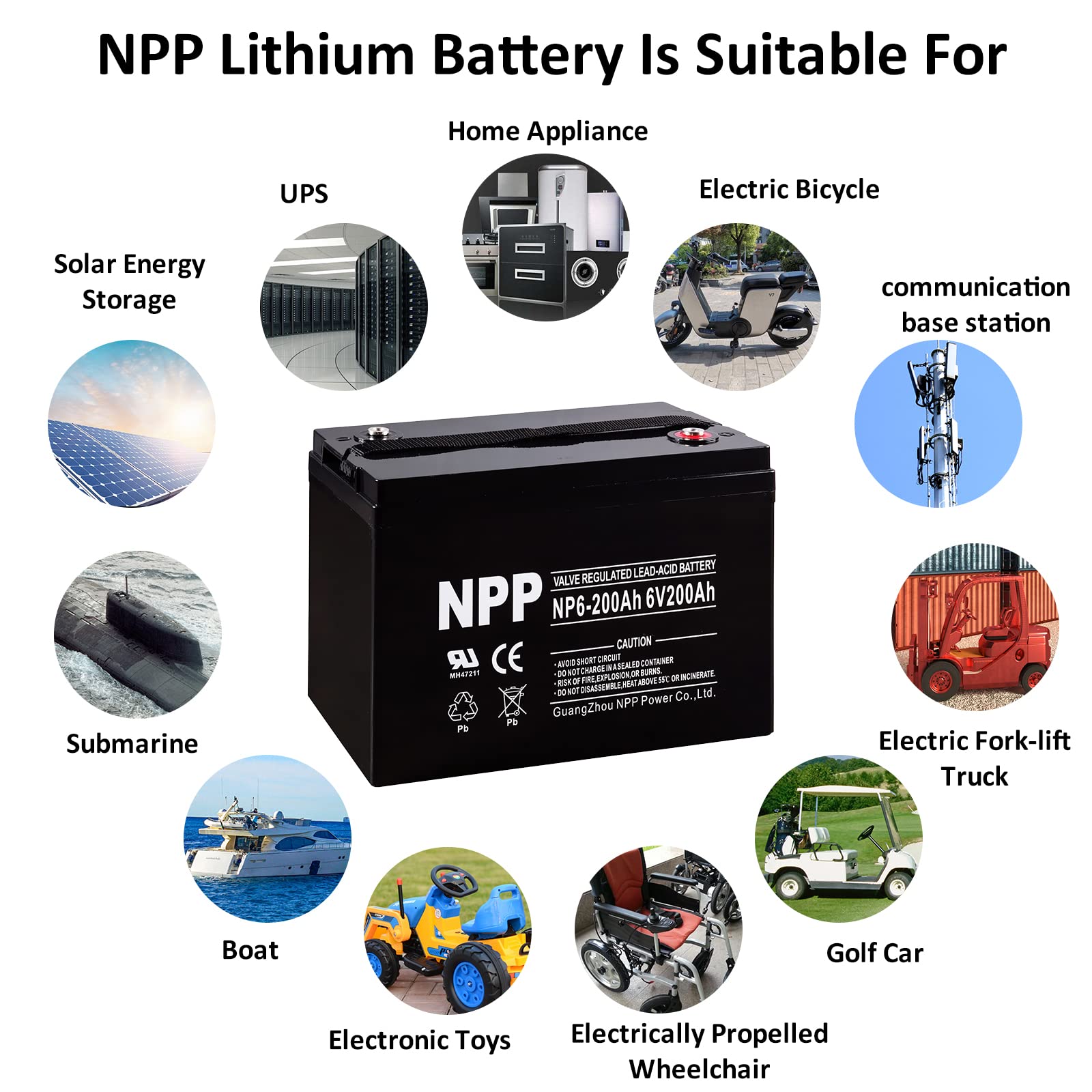 NPP 6V 200Ah (T16A, 2Pcs) Golf Cart Battery, SLA AGM Battery, Replace UB62000, Pallet Jack, Ideal for Solar Setup, Trolling Motor, RV, Marine, Wheelchair, Camping and Sightseeing Car