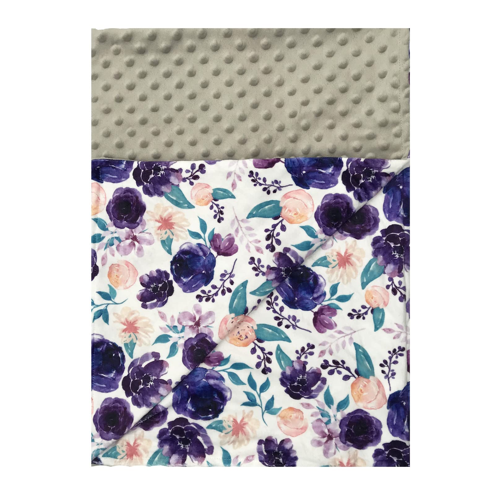 Baby Blanket, Purple Flowers, Nursery Bed Blanket, Infant Blanket, Toddler Blanket, Boy Girl Blanket Soft, Crib Blanket, Newborn Blanket, Minky Dimple Dot Blanket, Snuggle Up Cuddling Blanket