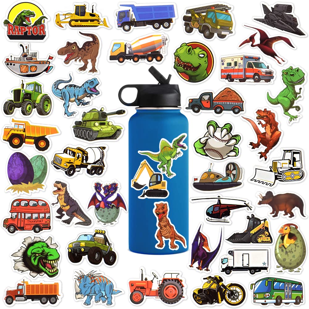 100pcs Stickers for Boys&Girls Kids Cute Dinosaur Stickers Easter Baskets for Kids Truck Stickers for Water Bottles Boys&&Girl Vinyl Stickers Bulk