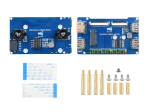 waveshare binocular camera base board designed for raspberry pi compute module 4 bundle with interface expander and 2pcs ffc