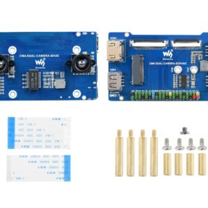 Waveshare Binocular Camera Base Board Designed for Raspberry Pi Compute Module 4 Bundle with Interface expander and 2PCS FFC