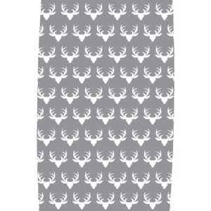 Dear Baby Gear Deluxe Crib Sheet Cotton Polyester Baby Crib Sheets, Soft Machine-Washable Crib Mattress Sheet - White Antler on Gray Print, 52"x28"x10"