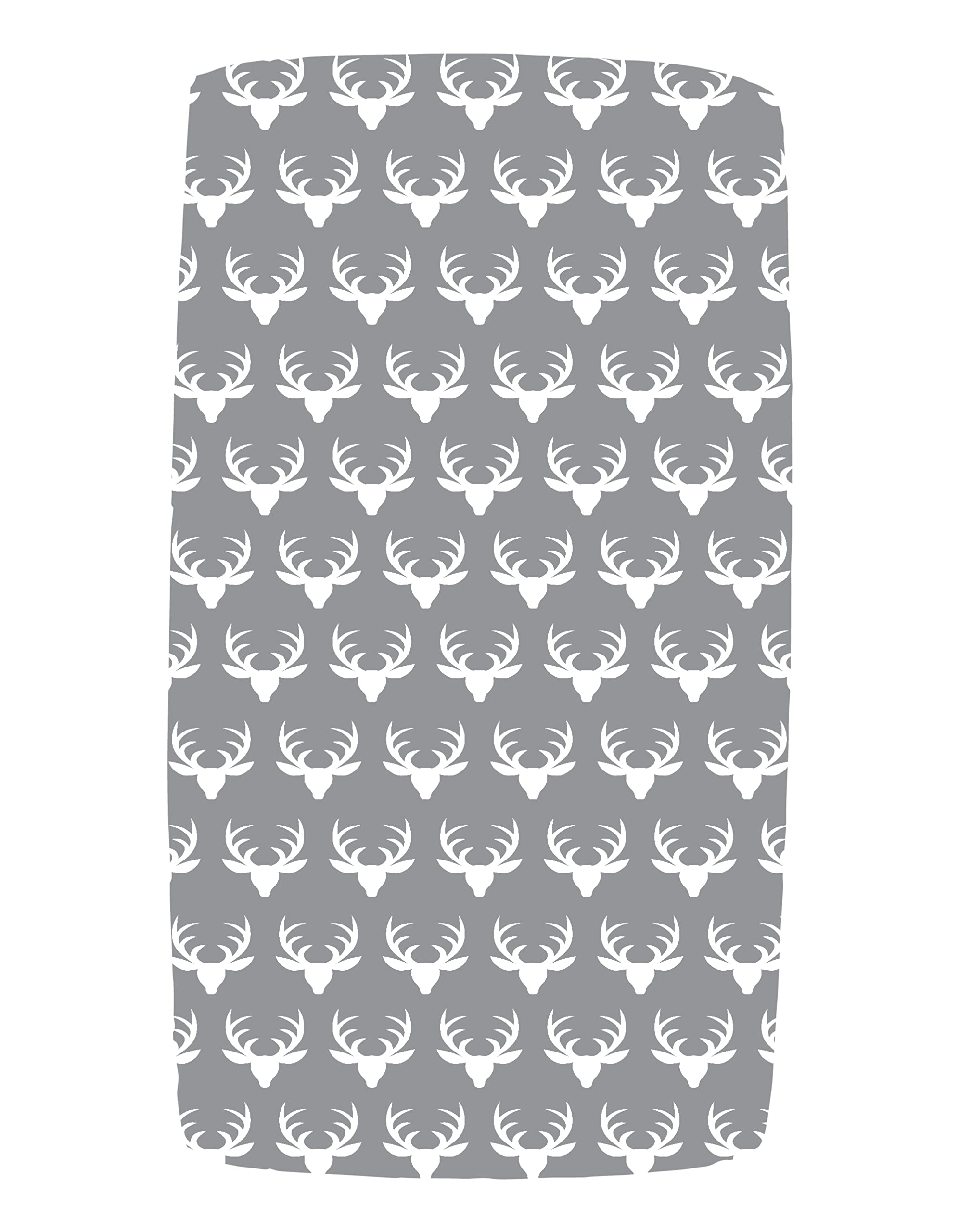 Dear Baby Gear Deluxe Crib Sheet Cotton Polyester Baby Crib Sheets, Soft Machine-Washable Crib Mattress Sheet - White Antler on Gray Print, 52"x28"x10"